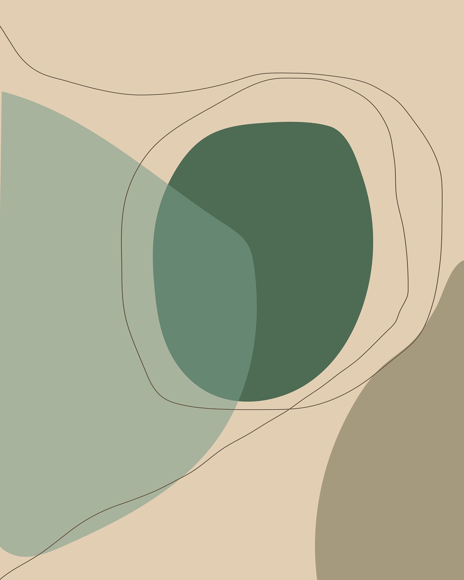 Green and beige abstract wall art. | Etsy