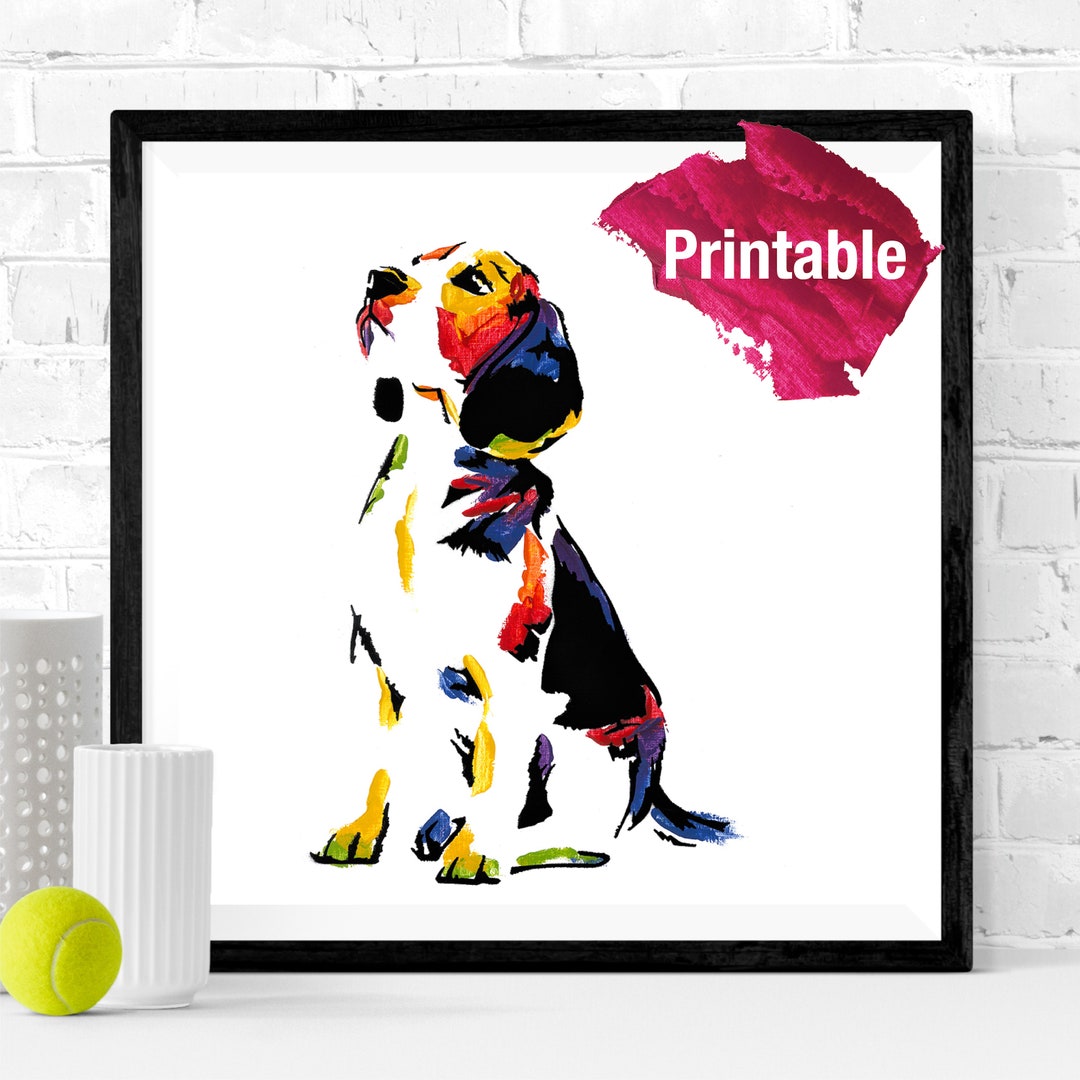 Rainbow Beagle Portrait//printable//bright Colours//animal Pop Art ...