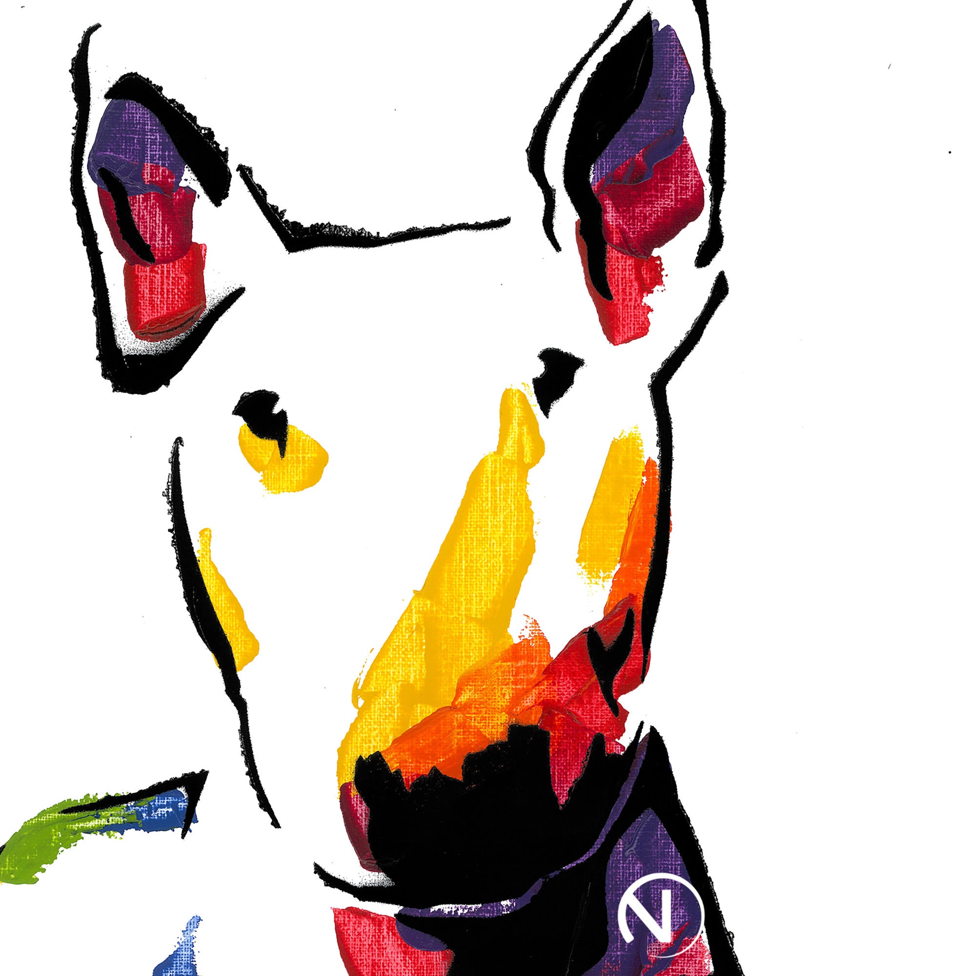 Rainbow Bull Terrrier Portrait//printable//bright Colours//animal Pop ...
