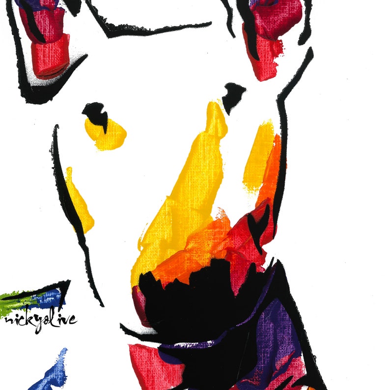Rainbow Bull Terrrier Portrait//printable//bright Colours//animal Pop ...