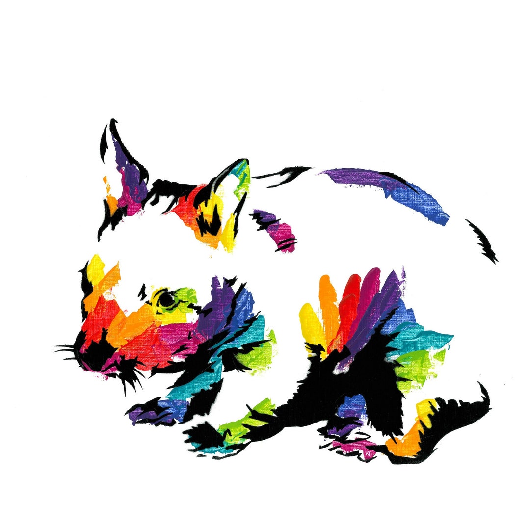 Rainbow Wombat Portrait//printable//bright Colours//animal Pop Art ...