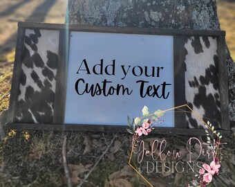 Genuine Cowhide Wood Sign, Customizable Rustic Sign, Rustic Decor ...