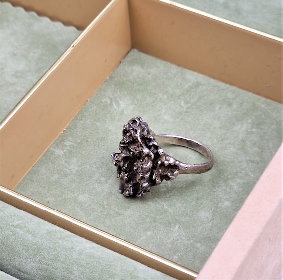 Vintage Swedish modernist silver ring, size 18, vinta… - Gem