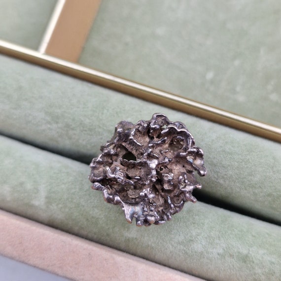 Vintage Swedish modernist silver ring, size 18, vinta… - Gem