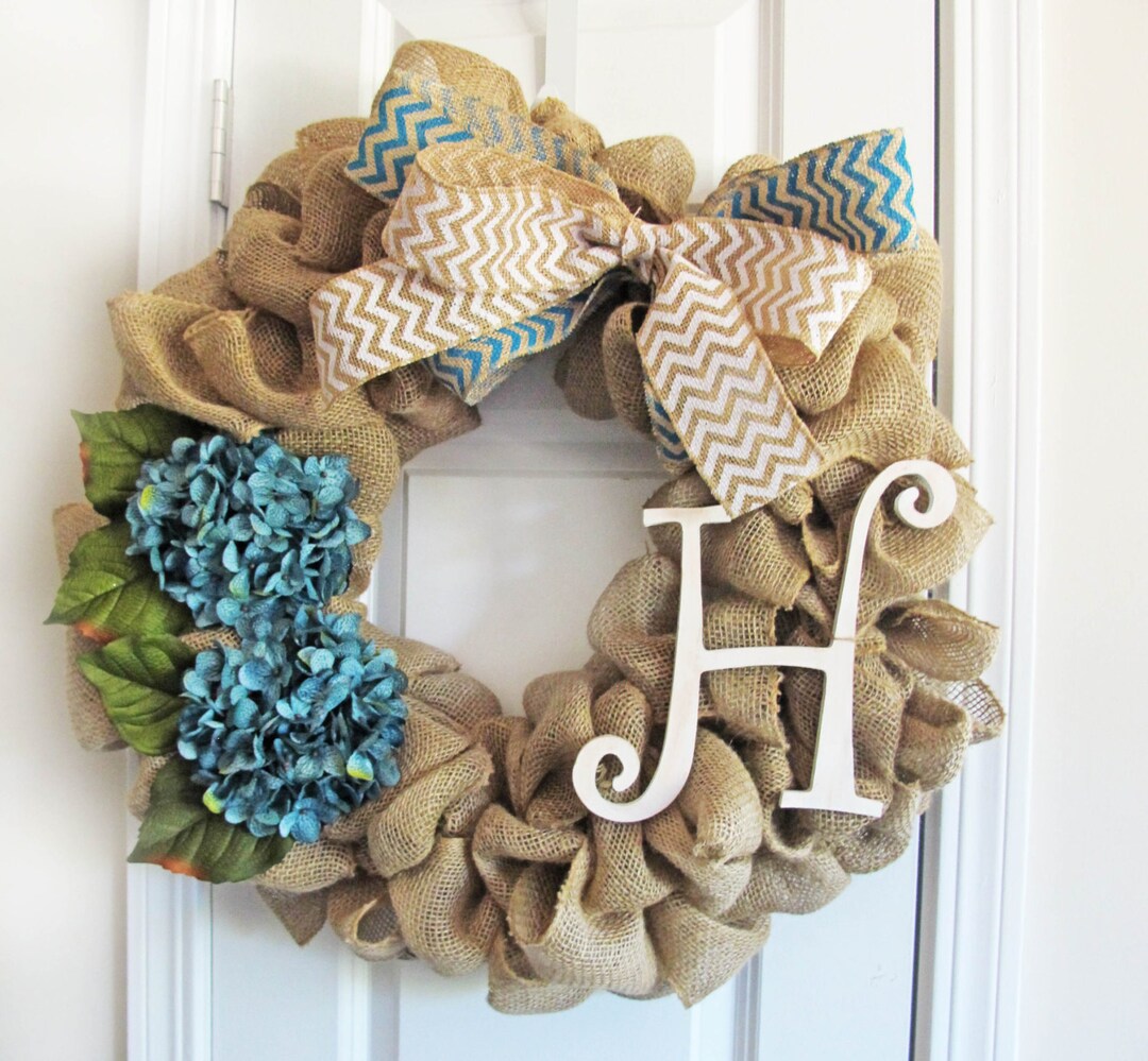 Burlap Wreath, Burlap Fall Decor for the Home, Teal Door Decor ...