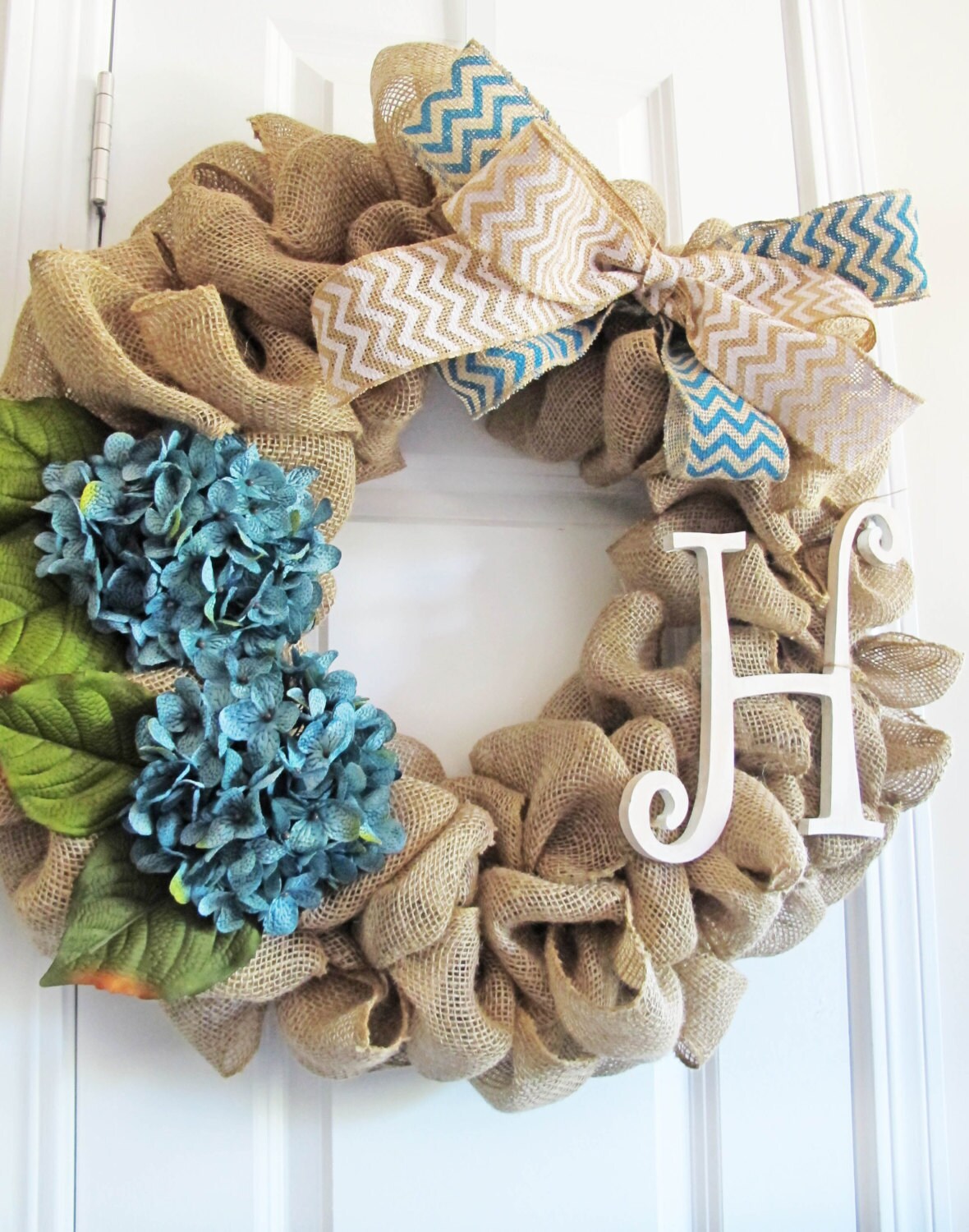 Burlap Wreath, Burlap Fall Decor for the Home, Teal Door Decor ...