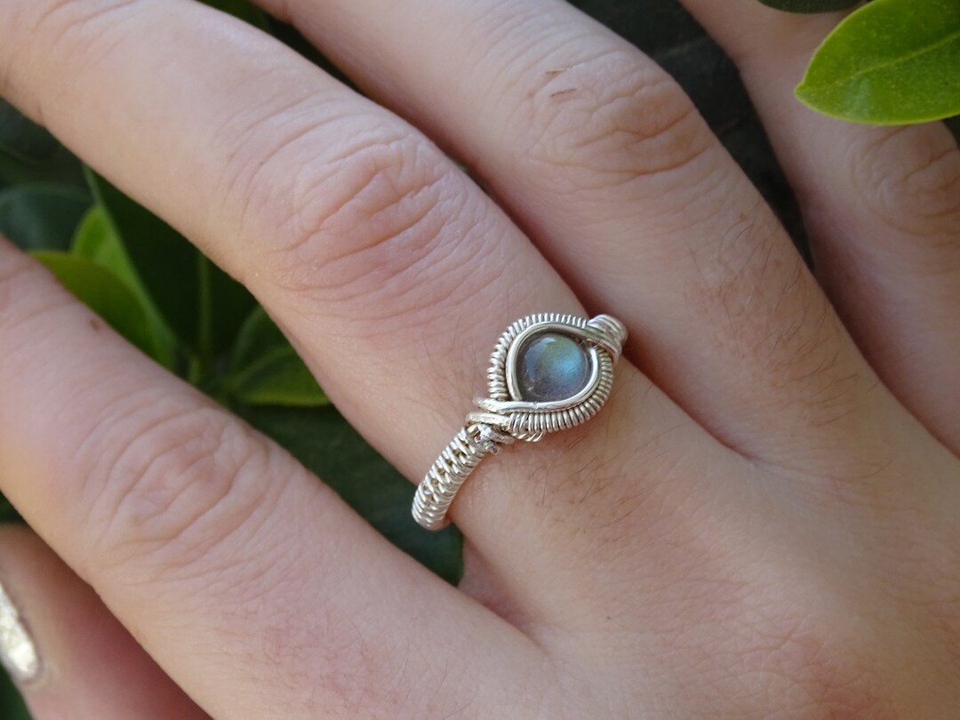 Labradorite Sterling Silver Wire Ring. Wire Wrapped Ring, Labradorite ...