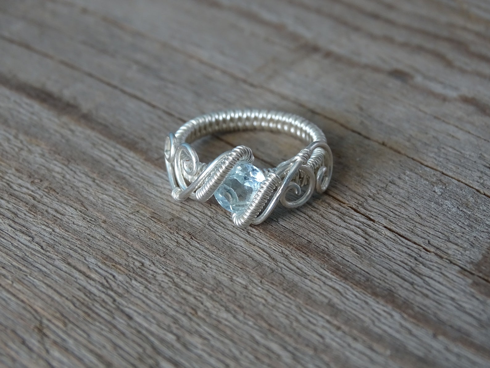 Topaz Sterling Silver Wire Ring. Wire Wrapped Ring Topaz - Etsy