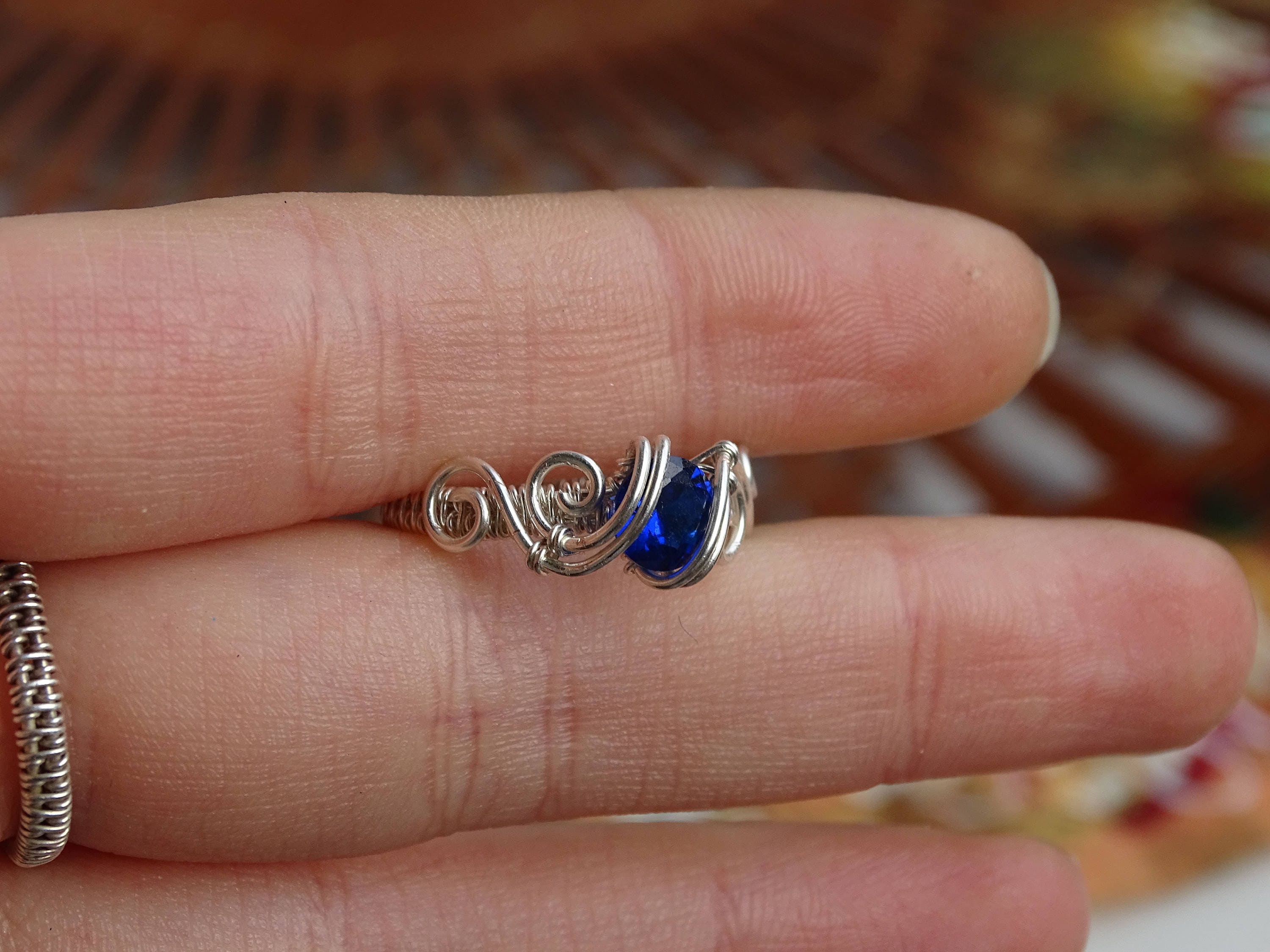 Sterling silver wire ring with Cubic Zirconia. Silver ring | Etsy