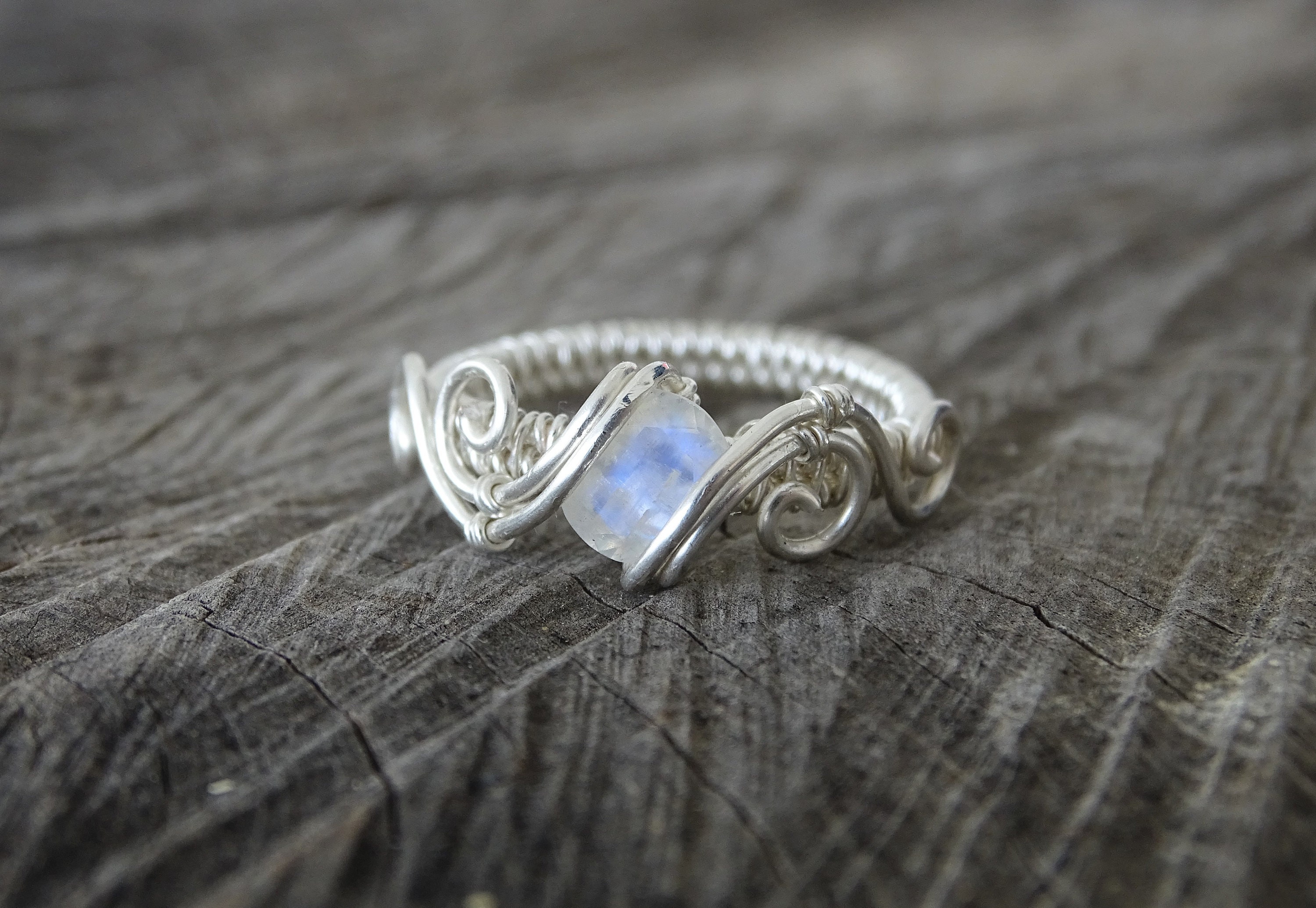 Moonstone sterling silver wire ring. Wire wrapped ring | Etsy
