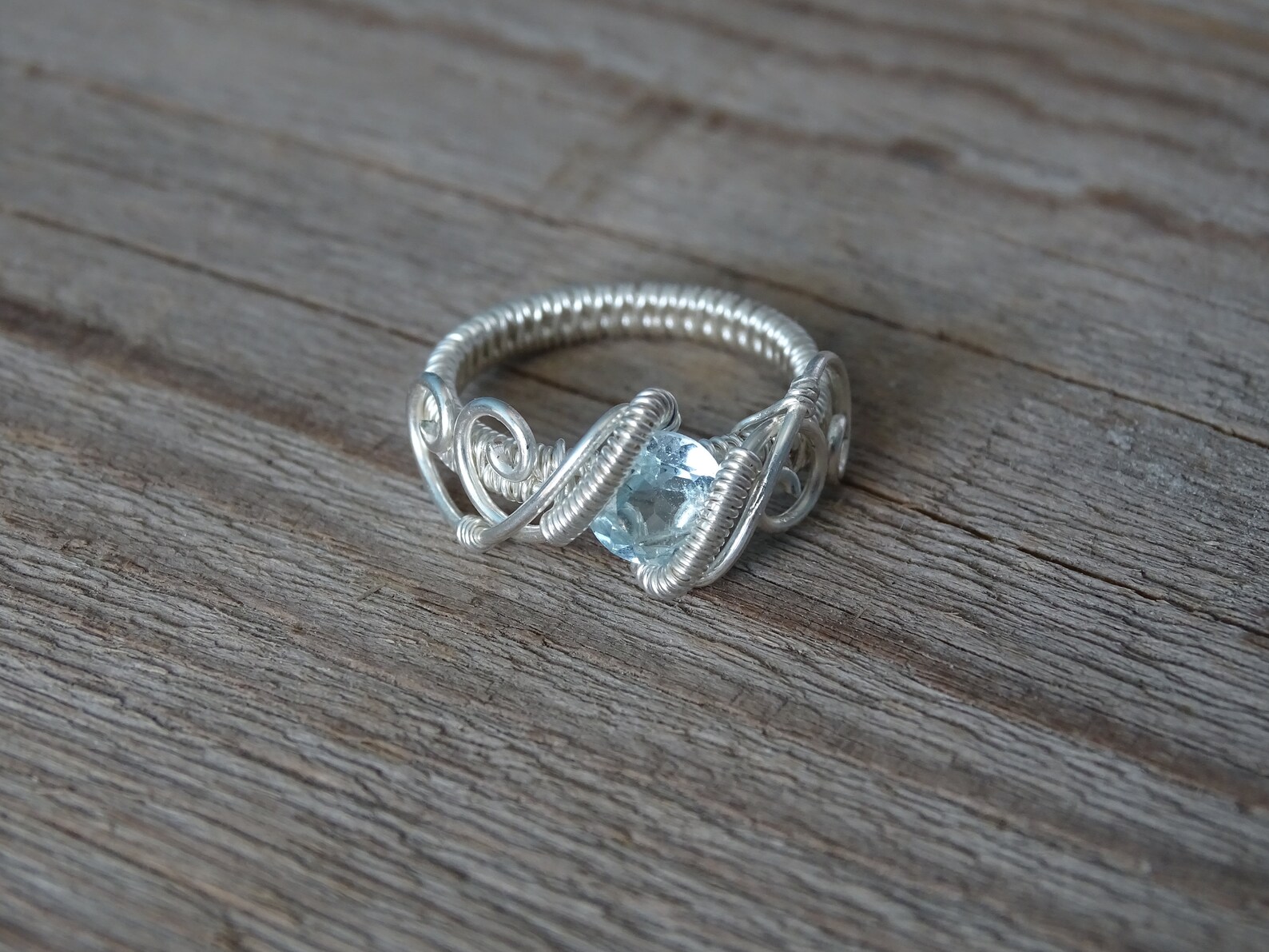 Topaz Sterling Silver Wire Ring. Wire Wrapped Ring Topaz - Etsy