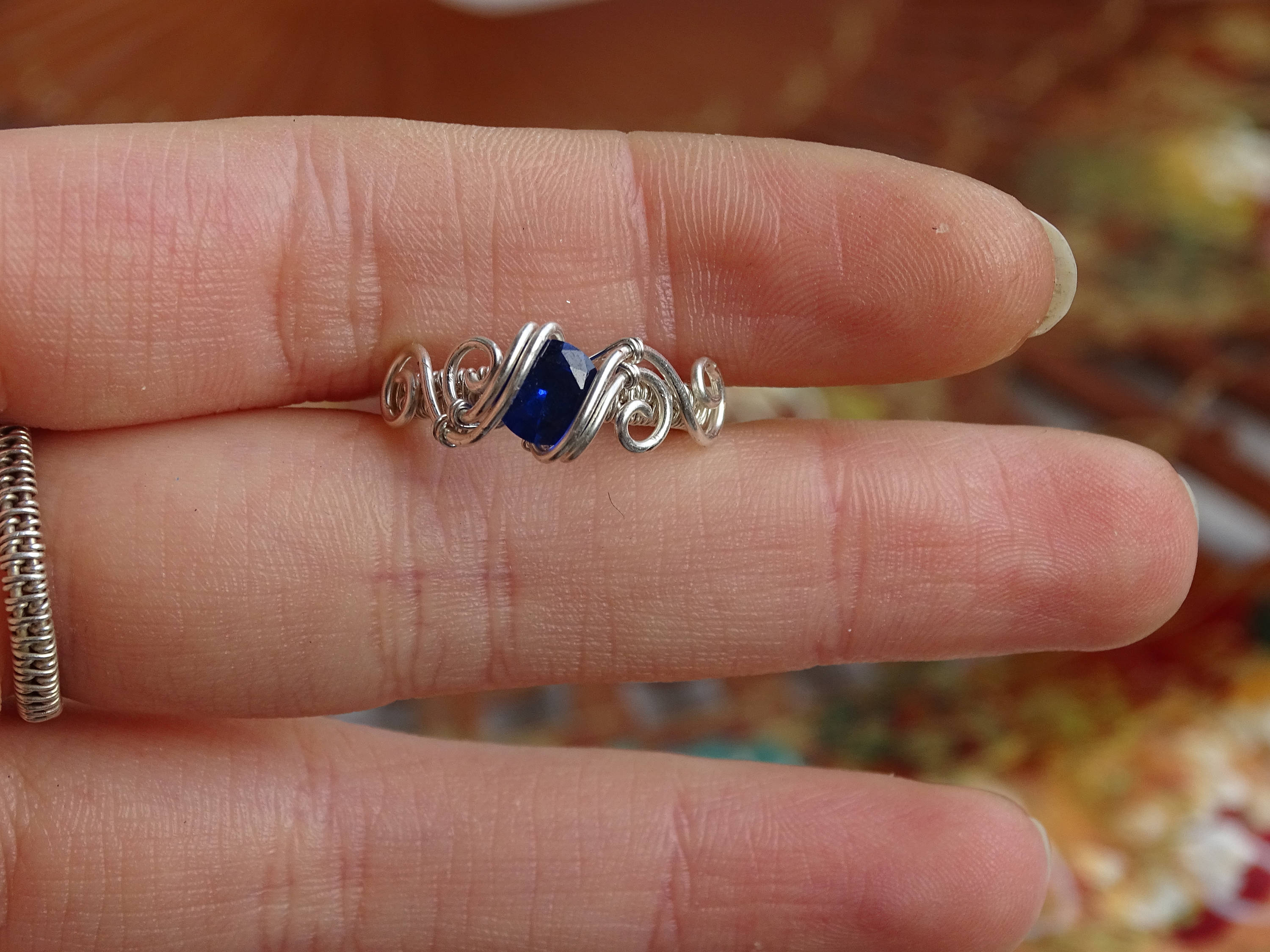 Sterling silver wire ring with Cubic Zirconia. Silver ring | Etsy