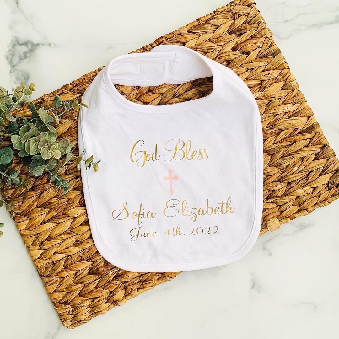 Personalized Christening Bib: God Bless Baby Girl Baptism Gift - Etsy