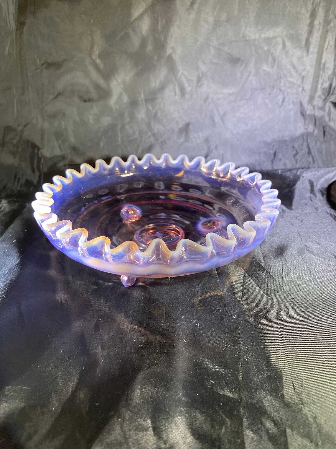Purple Opalescent Ruffled Glass Bowl - Etsy