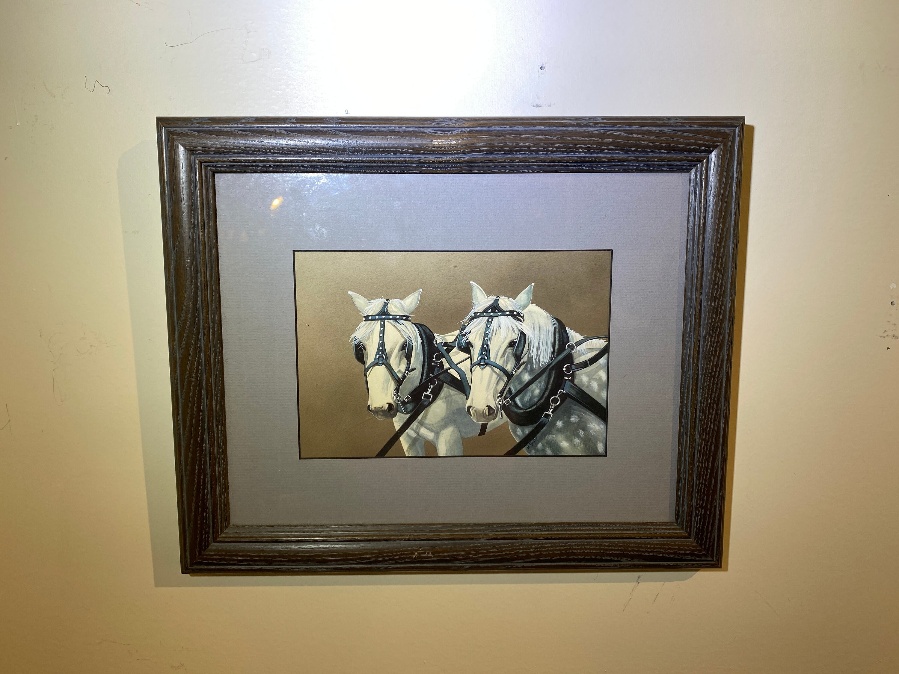 Susan Bankey Yoder Two White Horses Gouache Painting - Etsy