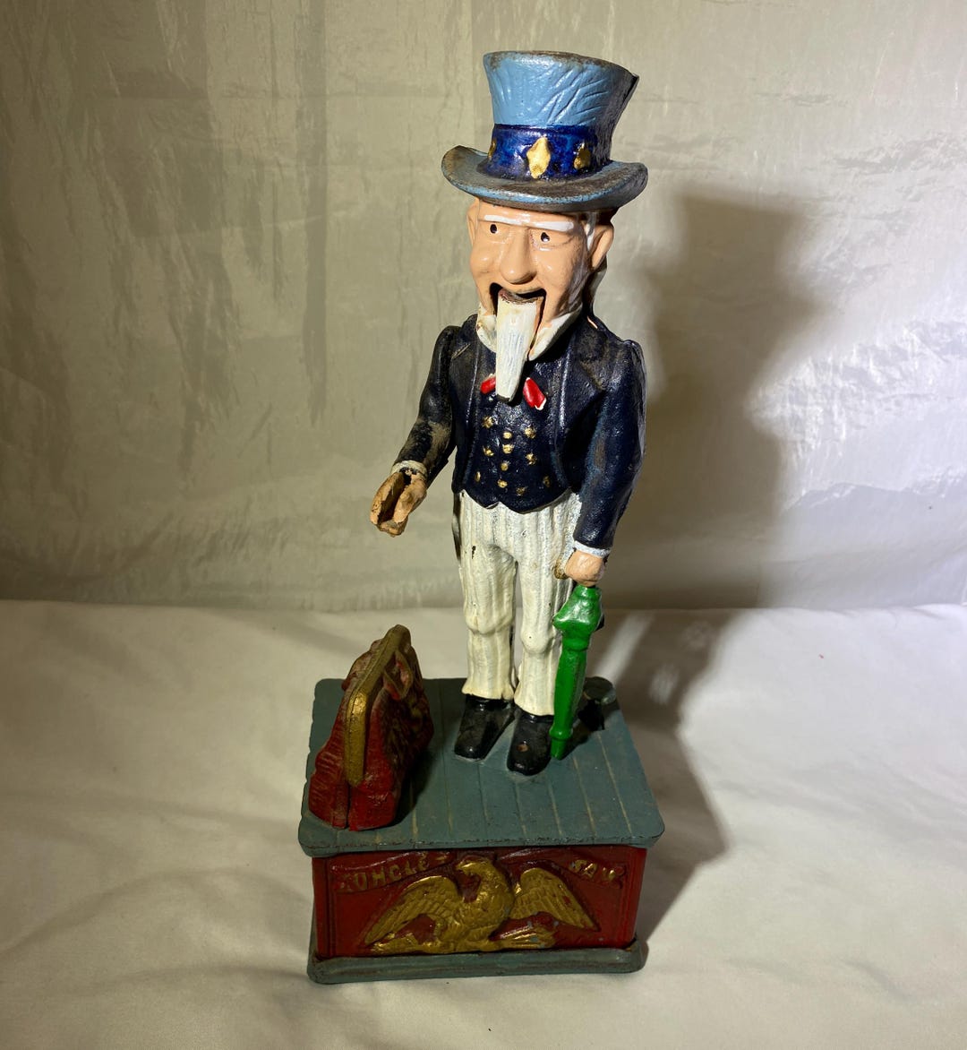 Cast Iron Uncle Sam Mechanical Bank - Taiwan - Etsy