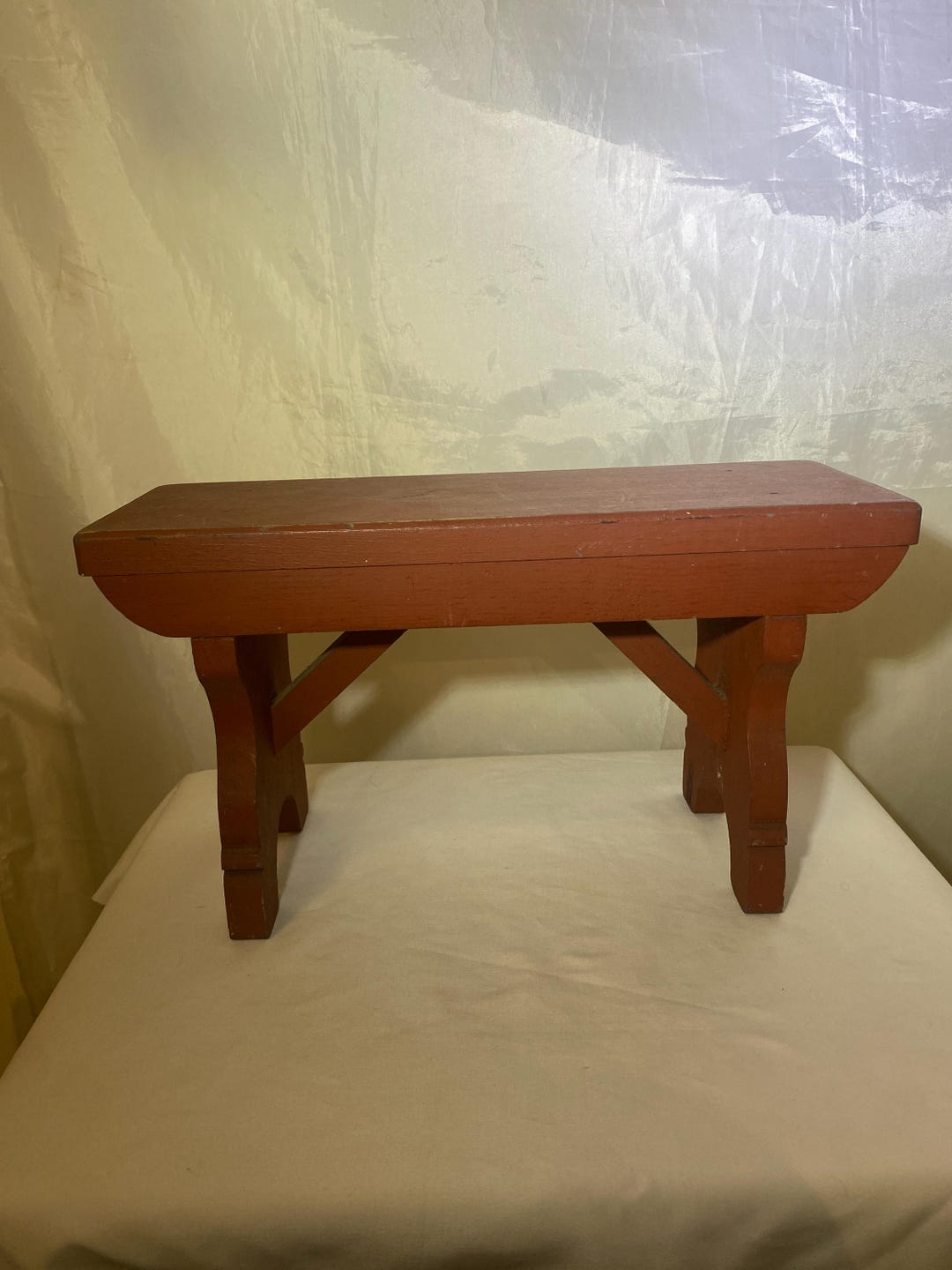 Vintage Wooden Red Step Stool - Etsy