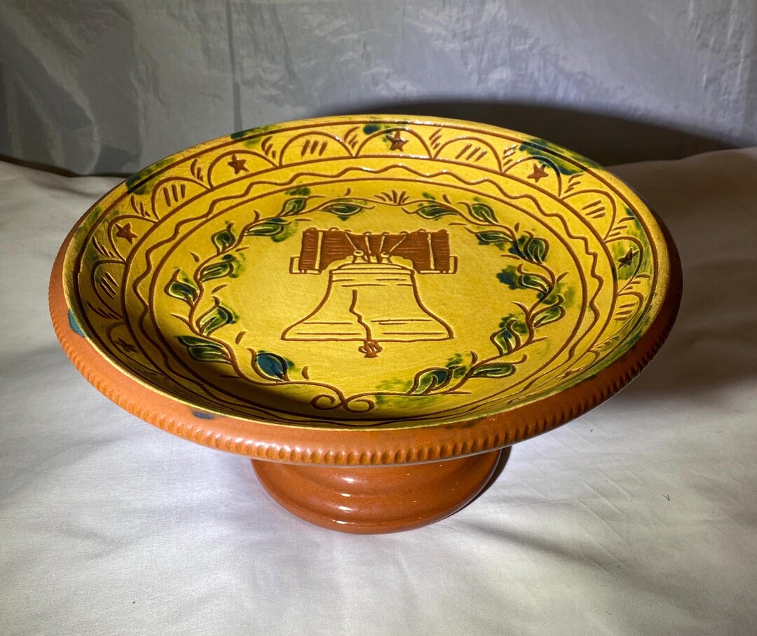 Breininger's Pottery Liberty Bell Pedestal Plate - Etsy