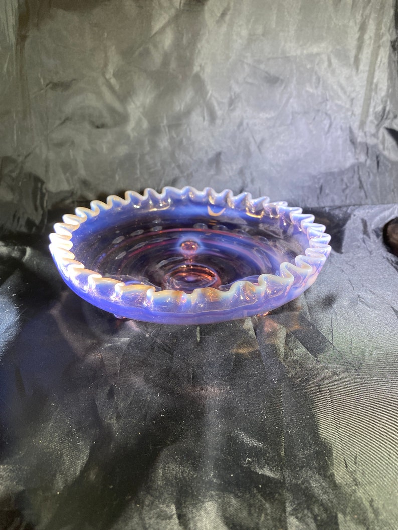 Purple Opalescent Ruffled Glass Bowl - Etsy