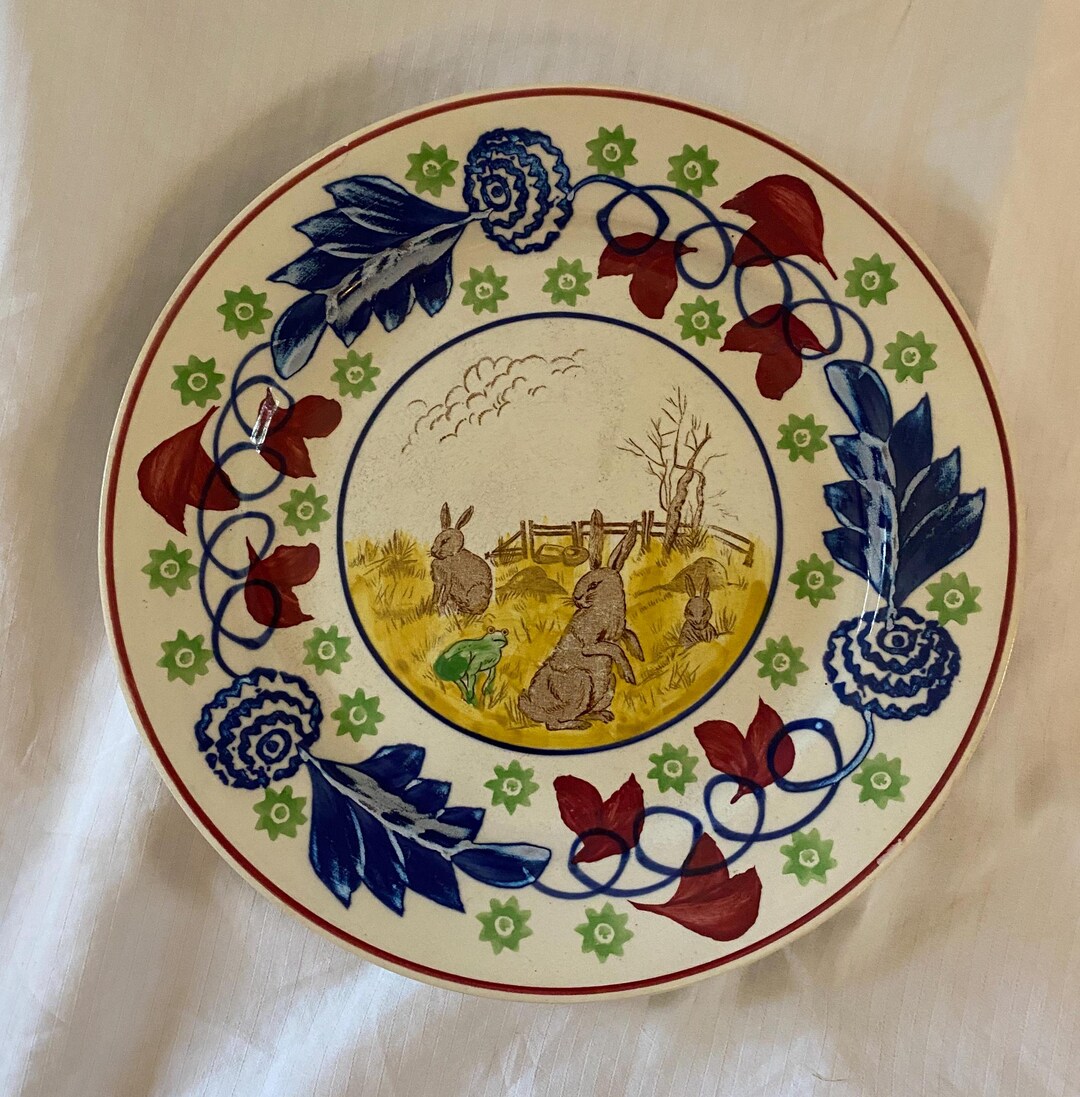 Antique Spatterware Rabbitware Stick Plate - Etsy