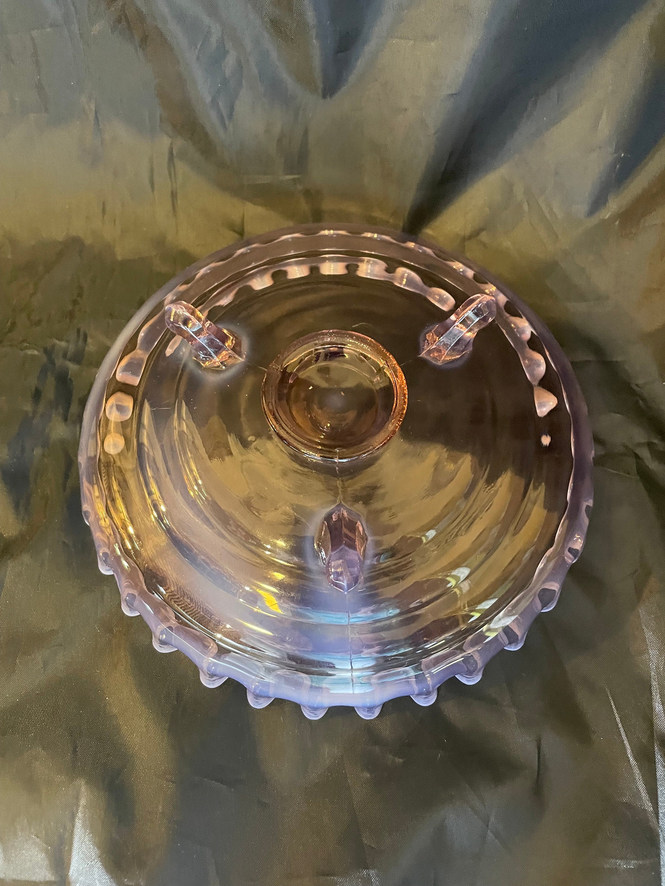 Purple Opalescent Ruffled Glass Bowl | Etsy