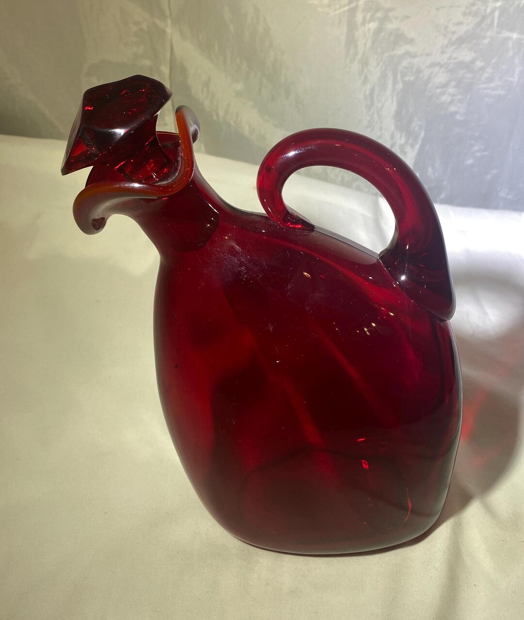Ruby Red Glass Decanter - Etsy