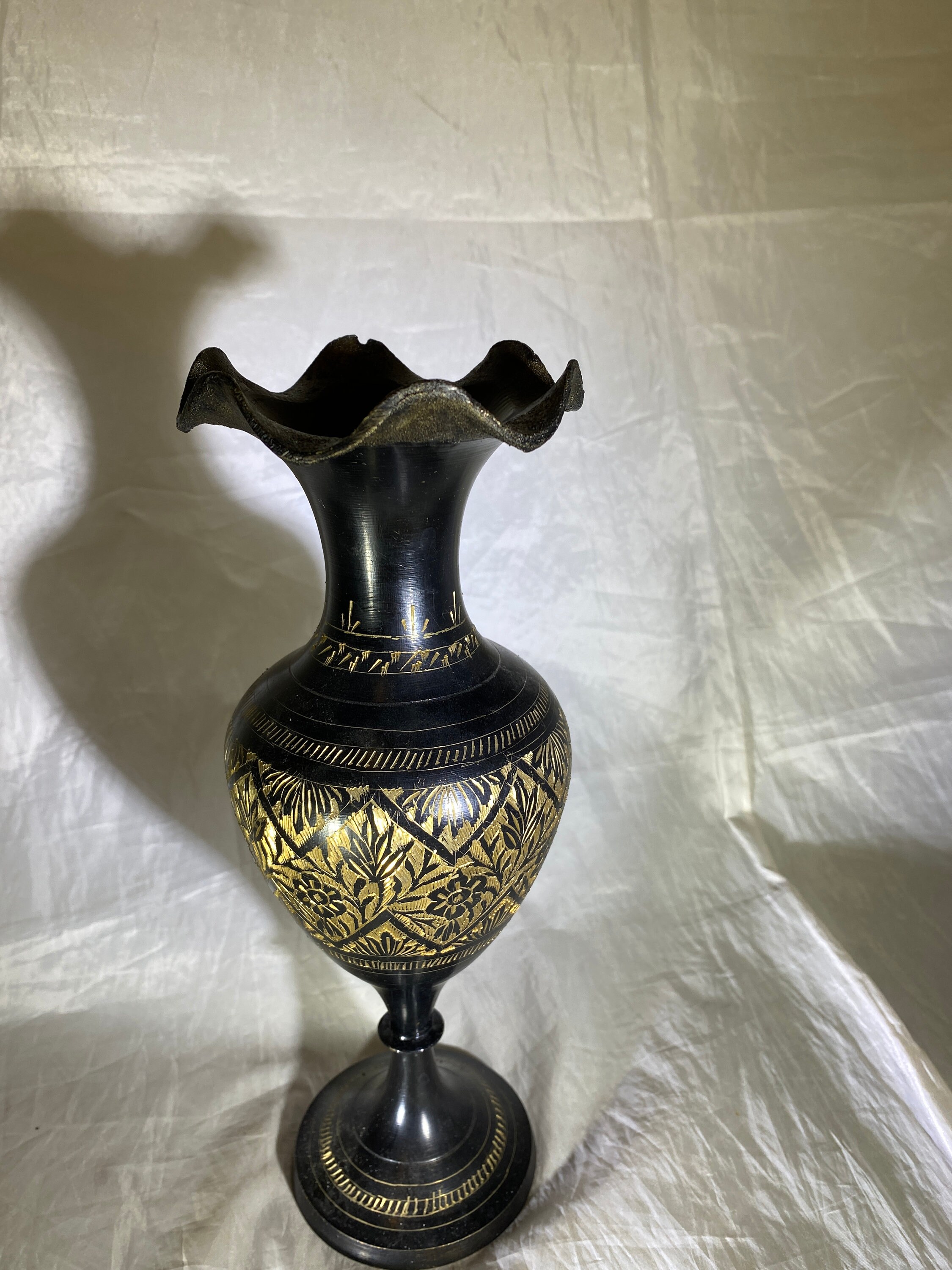 Black & Gold Brass Vase - Etsy