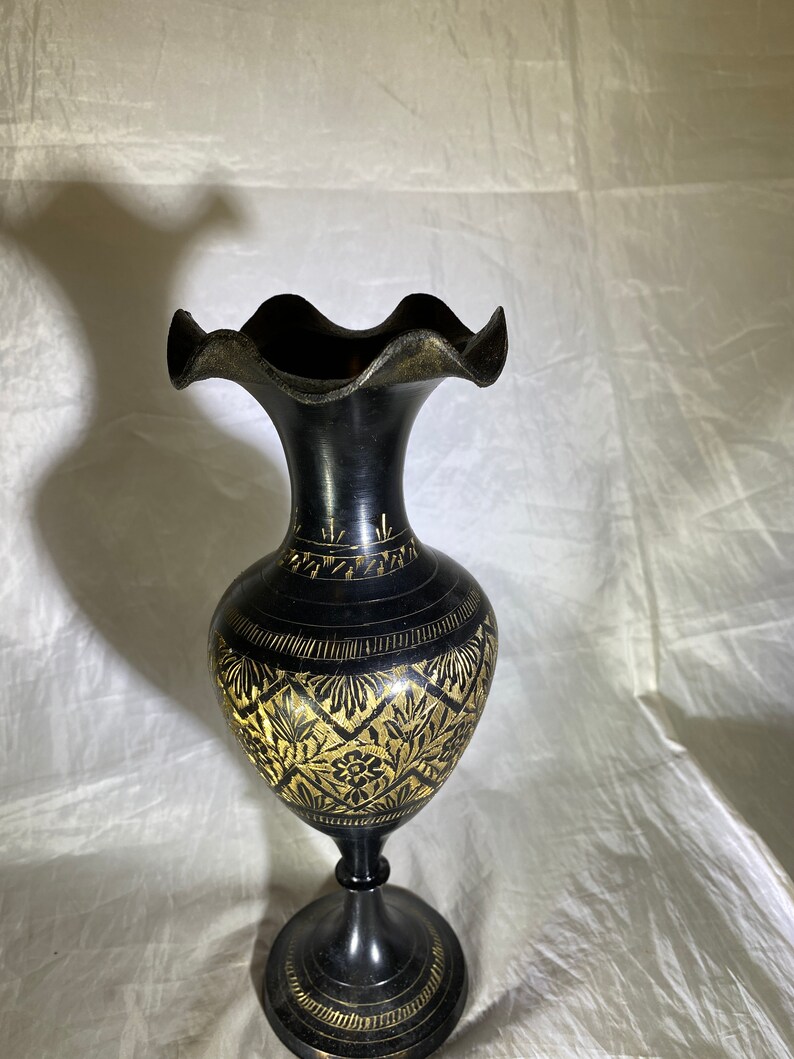 Black & Gold Brass Vase - Etsy