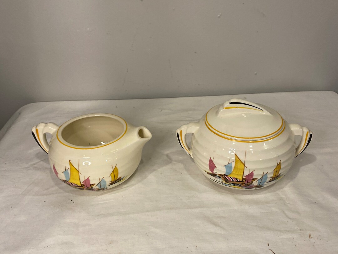 Edwin Knowles Bar Harbor Creamer & Sugar Bowl - Etsy