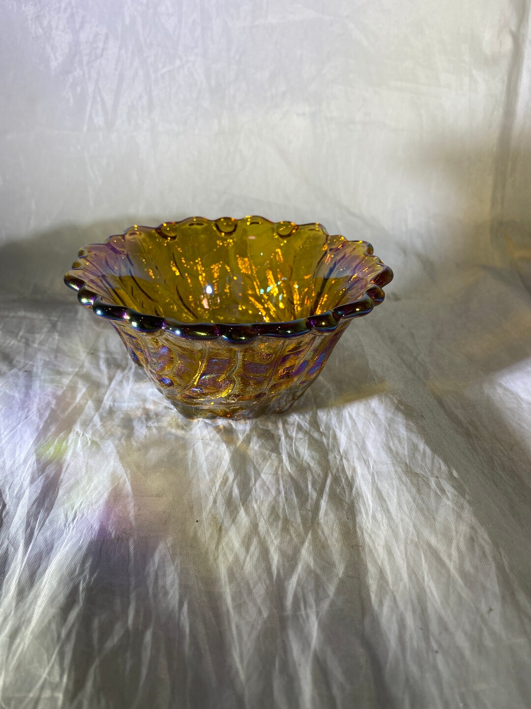 Amber Carnival Glass Candlestick Holder - Etsy