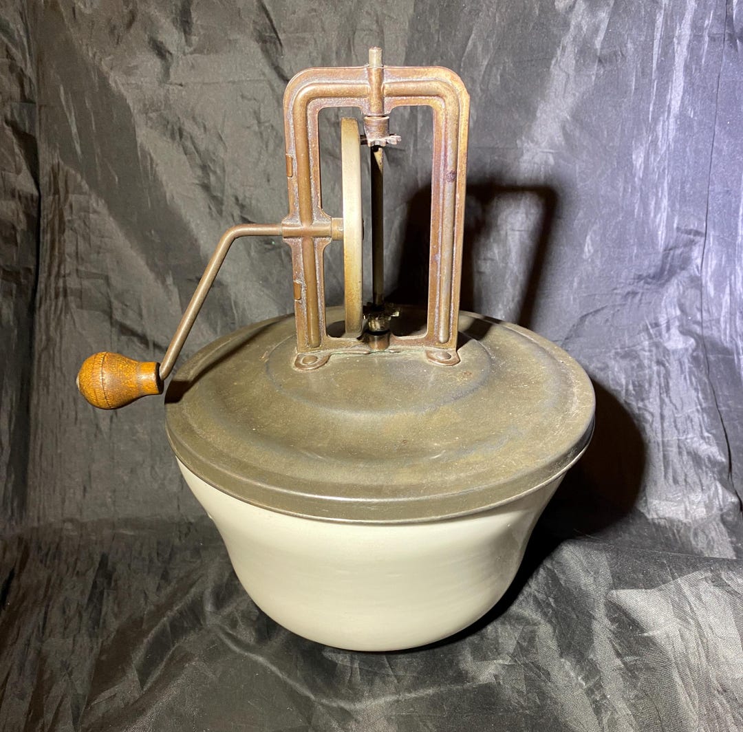 Antique Egg Beater W/stone Ware Bowl - Etsy
