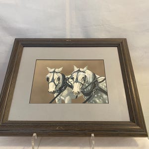 Susan Bankey Yoder - Two White Horses Gouache Painting - Etsy