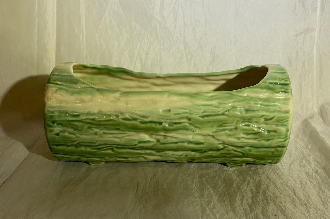 Vintage Porcelain Log Planter - Etsy