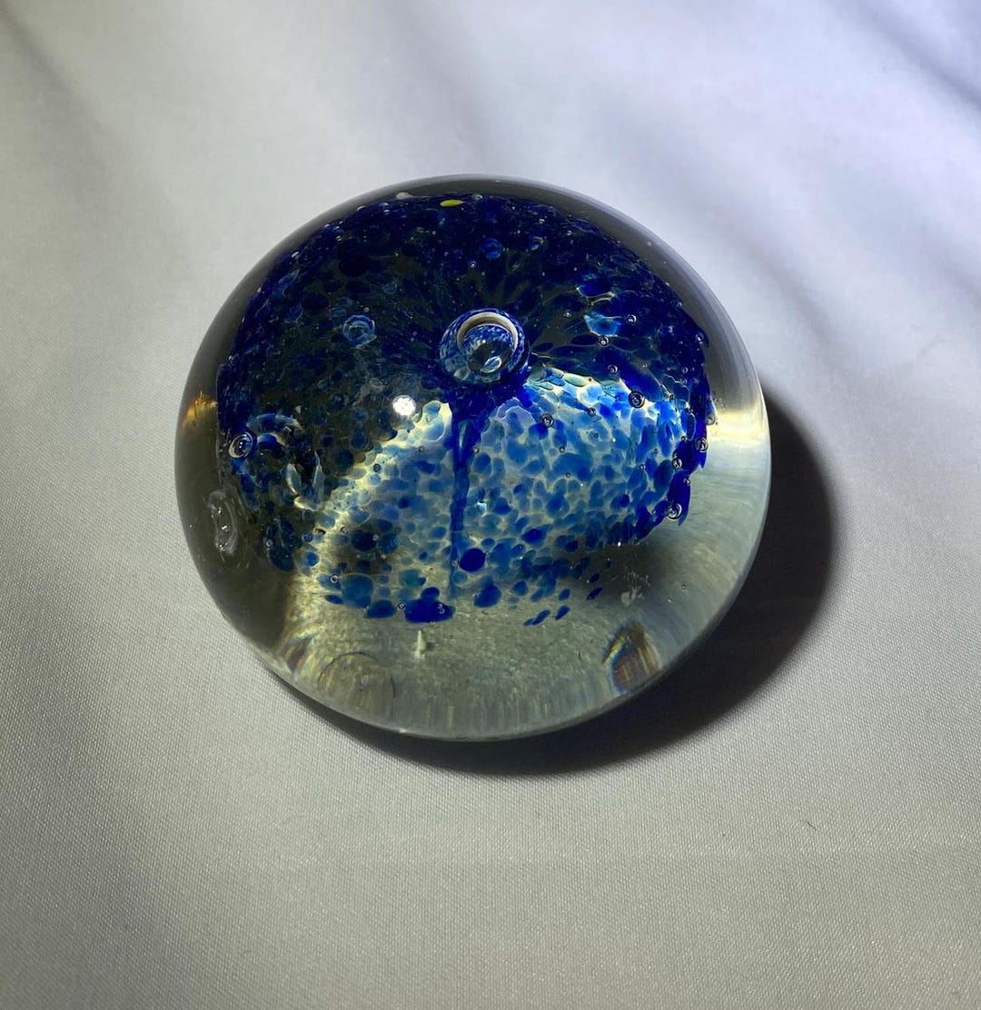 Art Glass Blue Paperweight - Etsy