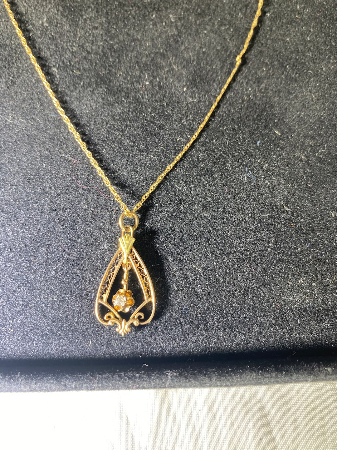 Antique Gold and Diamond Lavalier W/14k Gold Chain - C. 1920s - Etsy