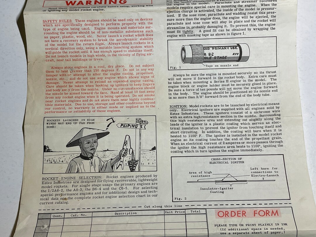 Estes Flying Model Rocket Engine Instructions Good Shape - Etsy