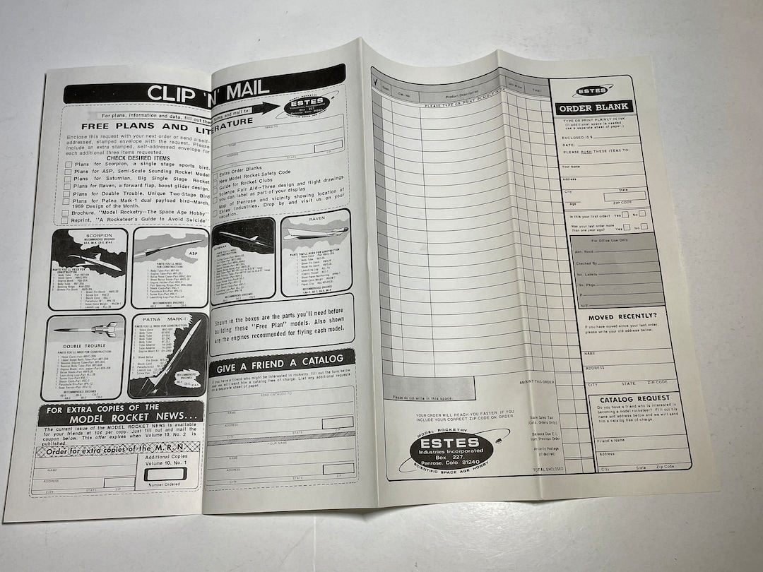 Estes Flying Model Rocket Clip 'N' Mail Order Form NM - Etsy