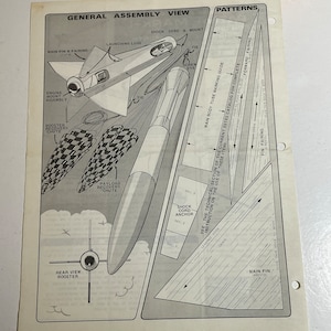 Estes Flying Model Rocket Plan No.64 Patna Mark-1 Instructions VG Shape ...