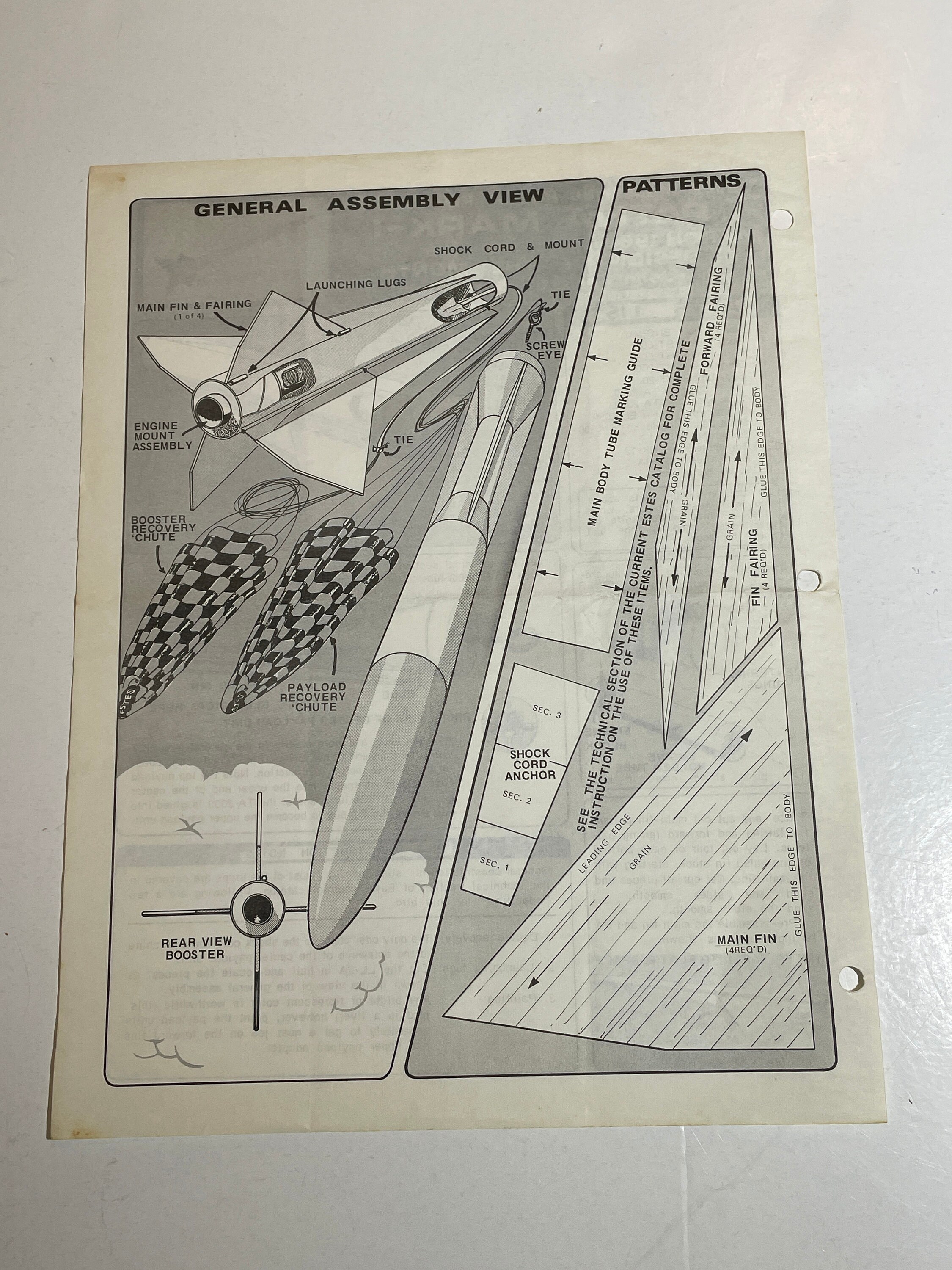 Estes Flying Model Rocket Plan No.64 Patna Mark-1 Instructions VG Shape ...