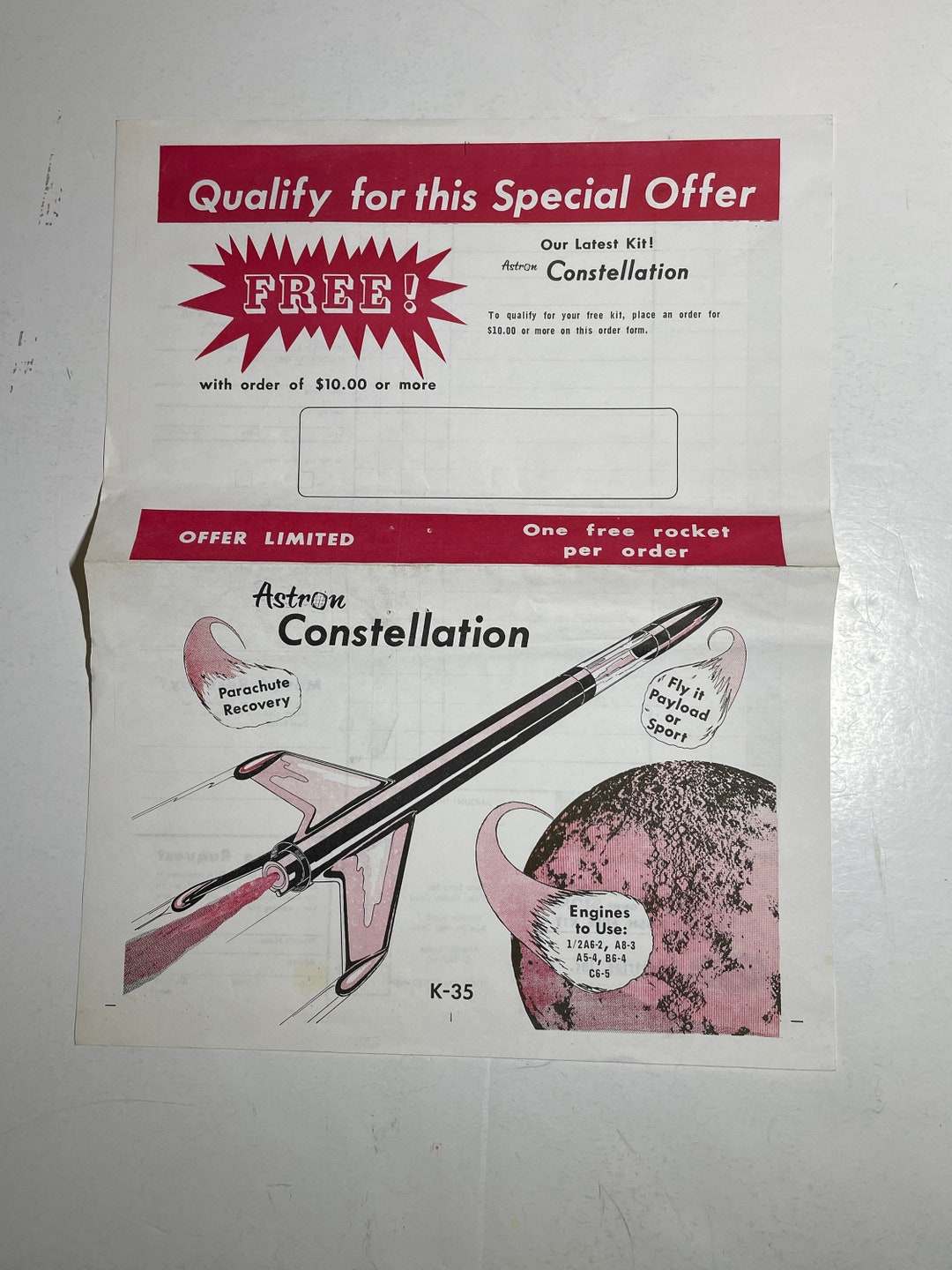 Estes Flying Model Rocket Astron Constellation Order Form EX Shape - Etsy