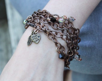 Chain Wrap Bracelet With Macrame and a Button Clasp - Etsy