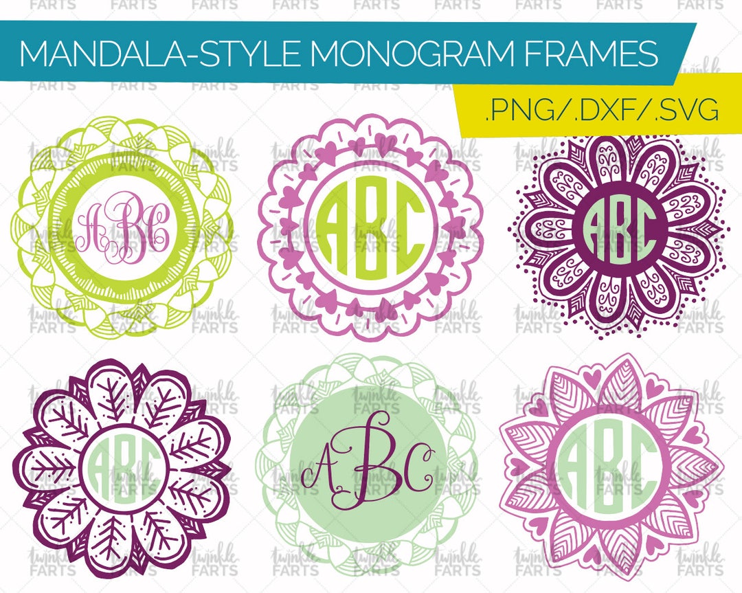 Mandala Monogram Cut File - 6 Frames Included! Monogram Frame, Monogram ...