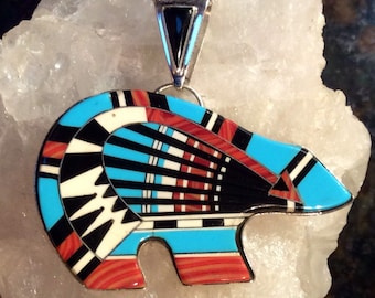 Zuni bear pendant | Etsy