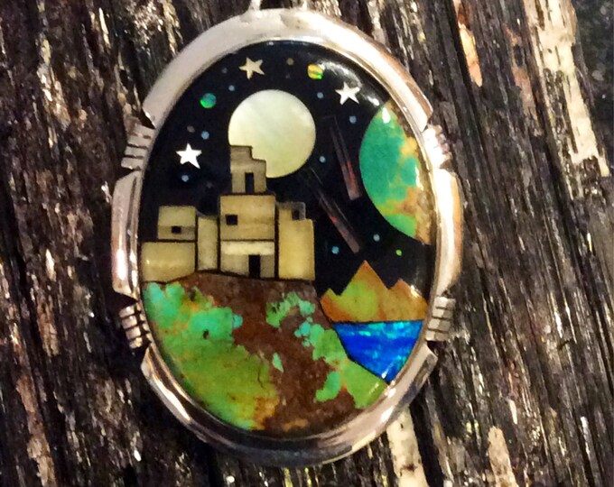 Native American Jewelry Micro Inlay Multi-gemstone Starry Night on the ...