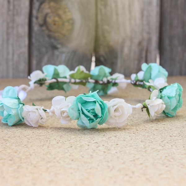 Aqua Flower Crown - Etsy