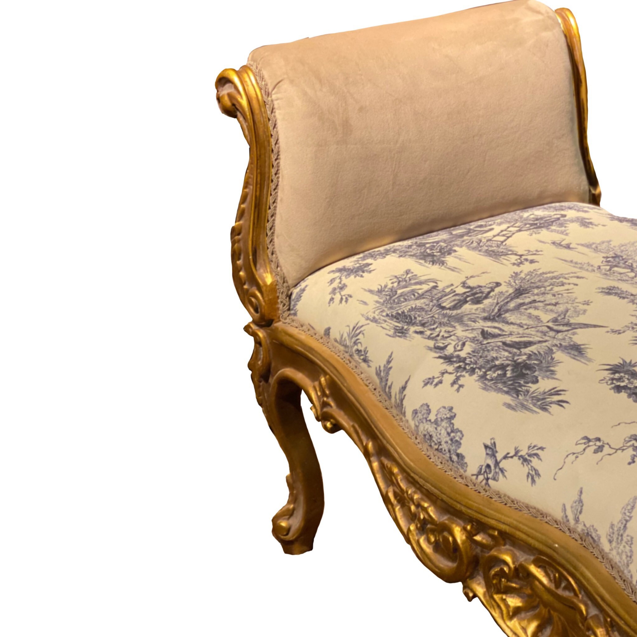 Louis XV French style bench in Gold leaf
