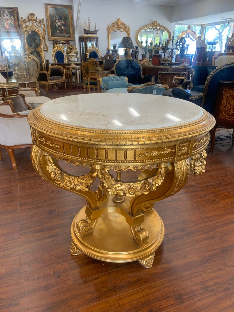 French Style Gilded Round Center Table - Etsy