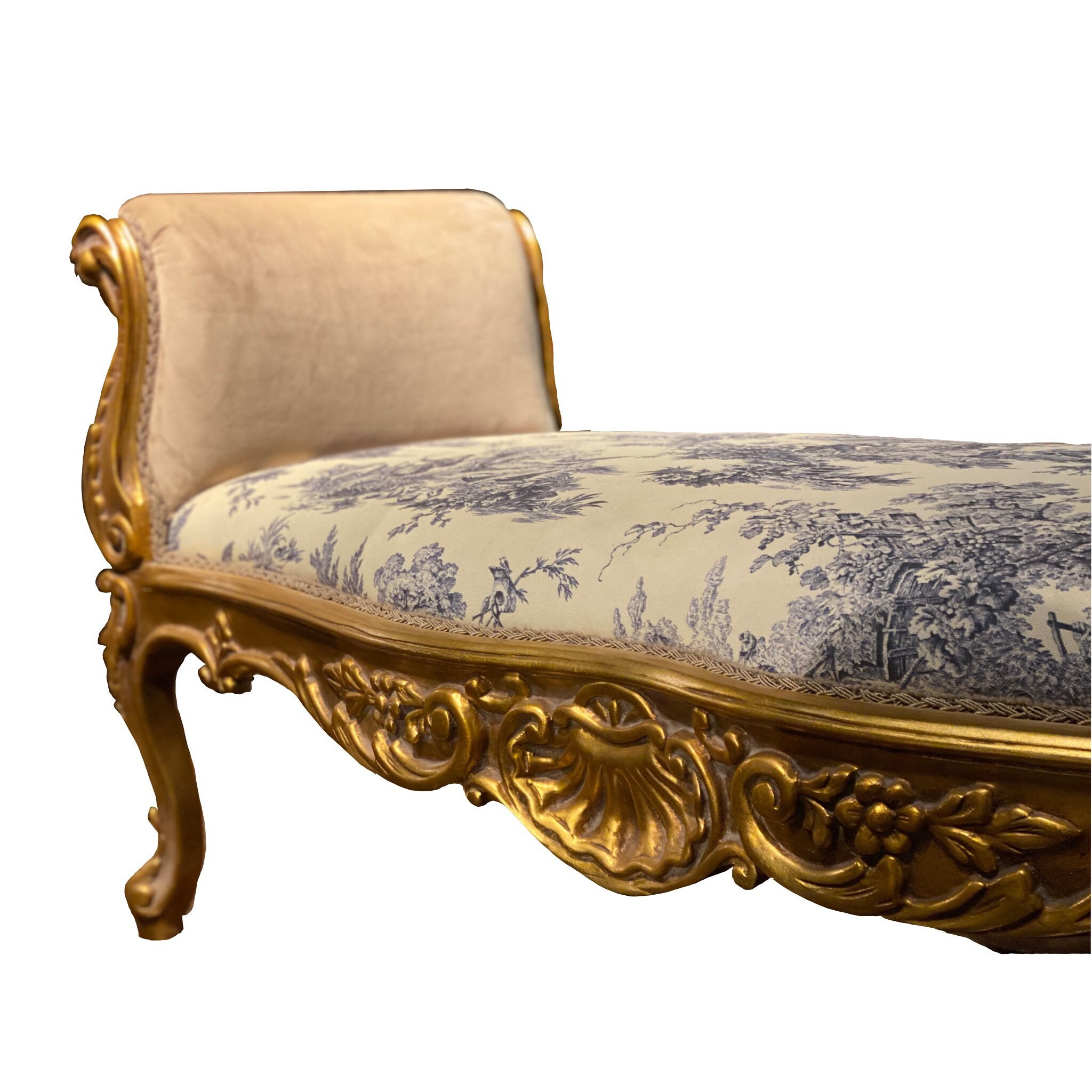 Louis XV French style bench in Gold leaf