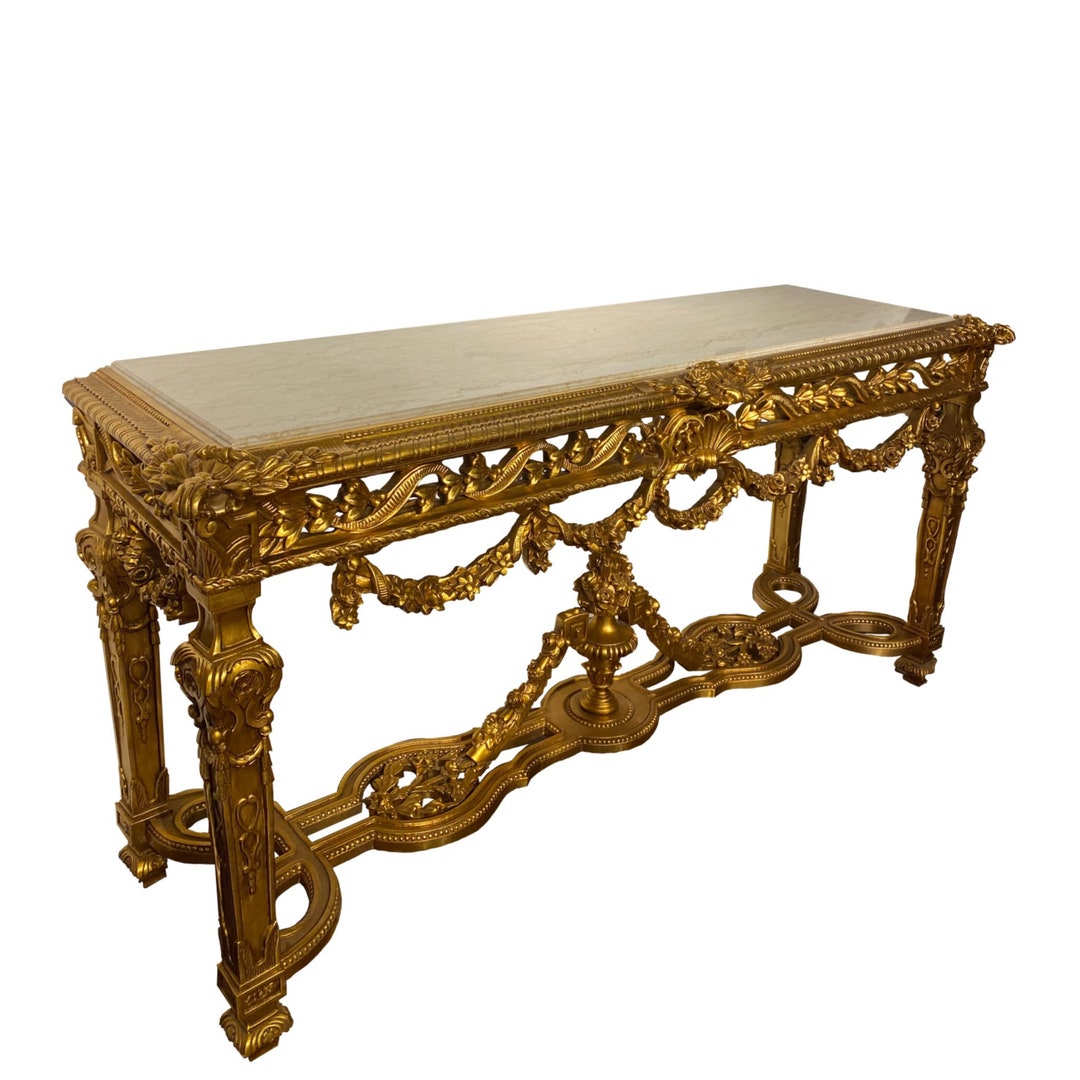 Hand Carved Victorian Console Entry Table - Etsy