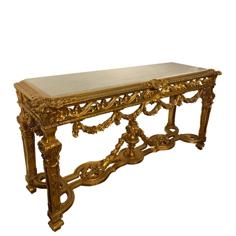 Hand Carved Victorian Console Entry Table - Etsy